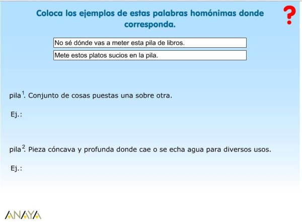 PALABRAS HOMÓNIMAS | Recursos Interactivos para Lengua de Primaria