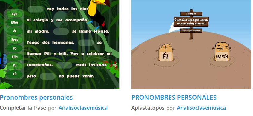 JUEGOS DE PRONOMBRES PERSONALES | Recursos Interactivos para Lengua de ...