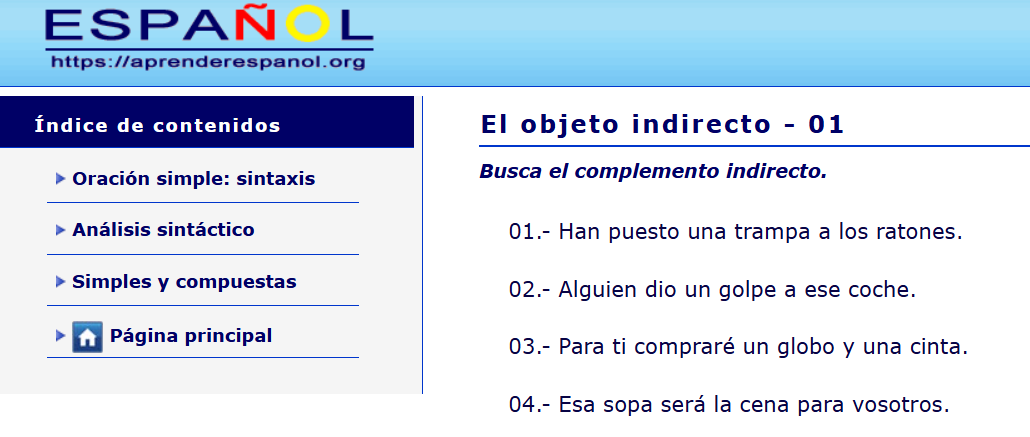 COMPLEMENTO INDIRECTO | Recursos Interactivos para Lengua de Primaria